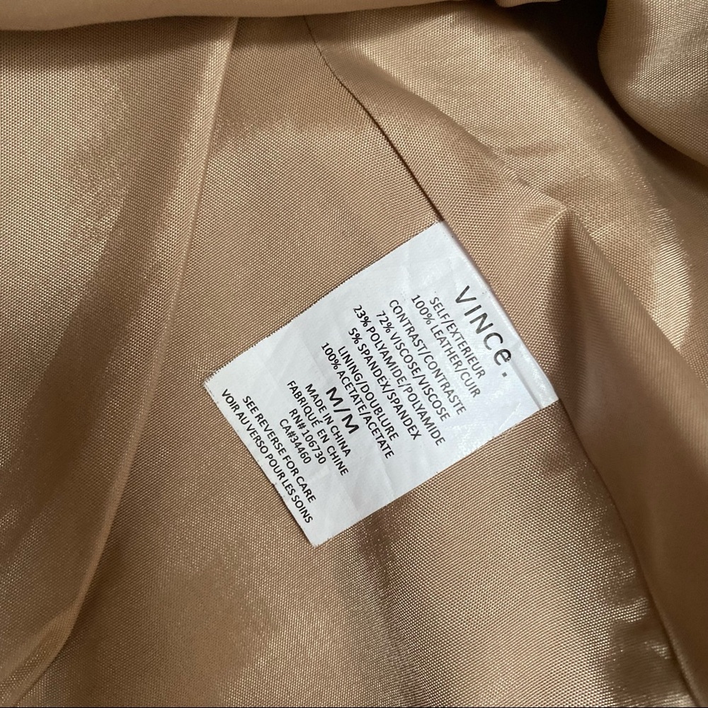 Vince Beige Motto Leather Jacket Size Medium - Gem